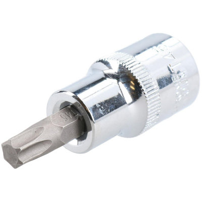 T45 Male Torx Bit Star Socket 1/2" Drive Standard Internal Chrome ...