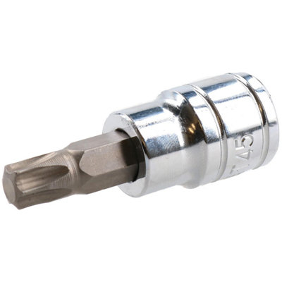 T45 Male Torx Bit Star Socket 3/8" Drive Standard Internal Chrome ...