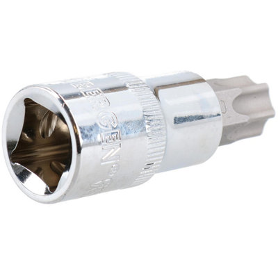 T60 Male Torx Bit Star Socket 1/2" Drive Standard Internal Chrome ...