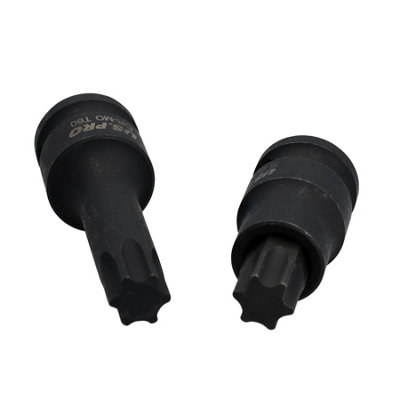 T60 Short (53mm) + Long (78mm) Impacted Torx Star Male Bits Sockets 1/2 ...