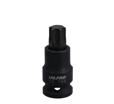 T60 Short (53mm) + Long (78mm) Impacted Torx Star Male Bits Sockets 1/2 ...