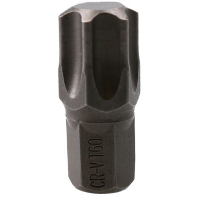 T60 Torx Star Bit 30mm Length 10mm Shank Chrome Vanadium Hardened Tip Cr-V