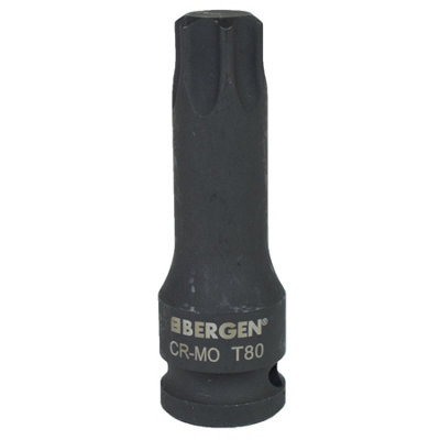 T80 x 78mm 1/2" Drive Extra Long Impact Torx / Star Male Socket Bergen ...