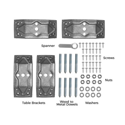 Table Corner Brackets Braces Heavy Duty 142mm Complete Set With Spanner