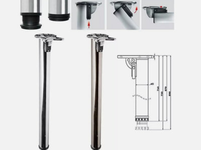 Table Folding Leg Breakfast Bar Worktop Support Kitchen Round 870mm ...