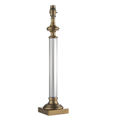Table Lamp - Antique Brass & Clear Glass - 10W LED E27 - Bedside Light ...