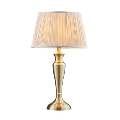 Table Lamp Antique Brass & Dusky Pink Silk 60W E27 Base & Shade e10526 ...
