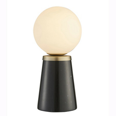 Table Lamp - Black Marble & Matt Antique Brass Plate - 3W LED G9 ...