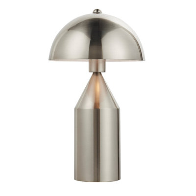 Table Lamp Brushed Nickel Plate 10W LED E27 Complete Bedside Light ...