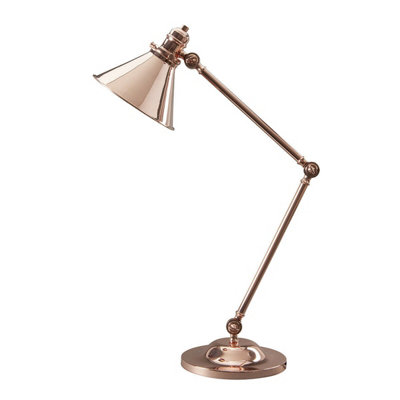 Table Lamp Pivoting Ball Shape Joints Angular Polished Copper LED E27 ...