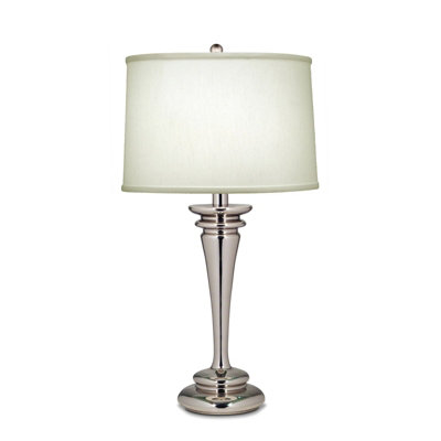 Table Lamp Zinc Pearl Supreme Satin Shade Highly Polished Nickel LED ...