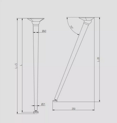 Table Leg Breakfast Bar Worktop Support Kitchen Round 710mm Oblique Chrome