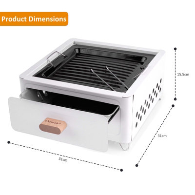 Tabletop Folding Charcoal BBQ Grill Portable Outdoor Barbecue for Travel & Picnic Black