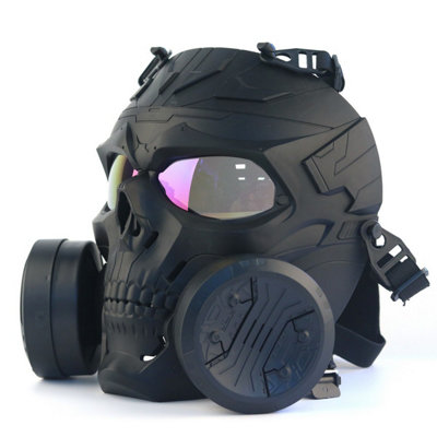 Tactical Full Face Dummy Gas Mask Skull CS Mask with Dual Turbo Fan for ...