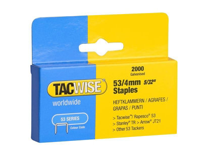 Tacwise 0333 Type 53 Series 4mm Light Duty Staples 2000 Pack - Type JT21 A