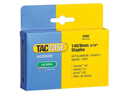 Tacwise - 140 Heavy-Duty Staples 8mm (Type T50 G) (Pack 2000) | DIY at B&Q
