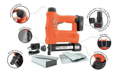 Tacwise 20V 191 Cordless Nail Staple Gun Type 91 Staples 18g 180 Nails ...