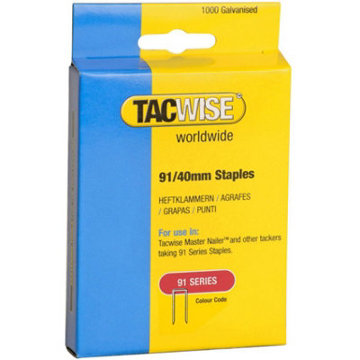 Tacwise 91 Series Staples Galvanised 40mm 91/40mm 1000 Box 0768 | DIY ...