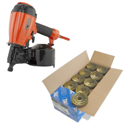 Tacwise FCN55V Pneumatic Coil 57mm Air Framing Nailer + 14,400 2.1 X ...