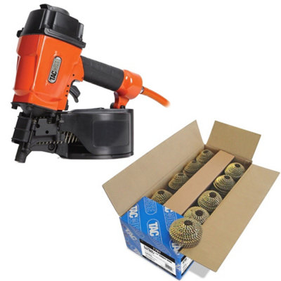 Tacwise GCN57P Air Coil Nailer 57mm Air Nail Gun + 16,000 2.1 32mm Coil ...