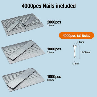 Tacwise x2 0205 180 Nail Selection Pack (4000) 18G Tacwise 181ELS 191EL ...