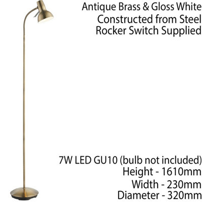 Tall Arched Floor Lamp Antique Brass Free Standing Curved Arm Sofa ...