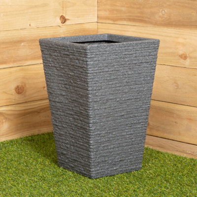 Tall Ash Coloured Slate Effect Garden Planter 30cm D x 30cm W x 45cm H ...