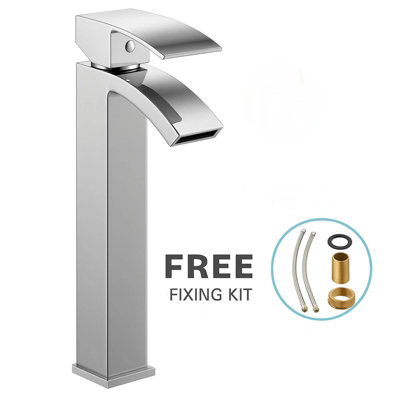 Tall Basin Mixer Tap Modern Waterfall Flow - Countertop Sink Design ...