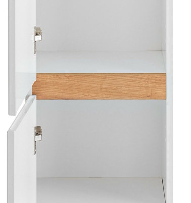 Tall Bathroom Cabinet Wall Hung Storage Unit Modern Scandi Shelving ...