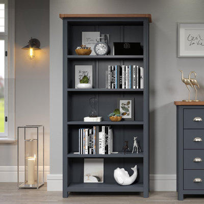 Tall Bookcase - Hardwood/Softwood/MDF - 90 x 30 x 180 cm - Midnight ...
