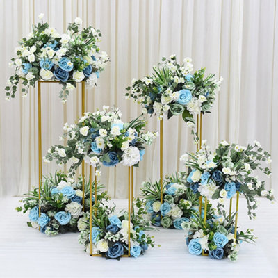 Tall Golden Metal Geometric Flower Stand Pedestal Rack Wedding Display ...
