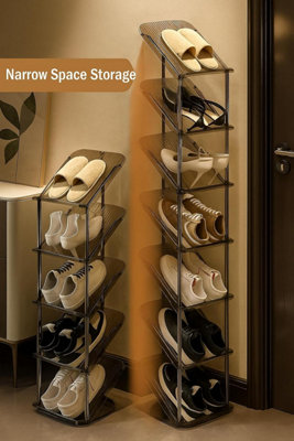 Tall Narrow 6 Tier Clear Shoe Rack Smoke Clear Vertical Sloping Shoe ...