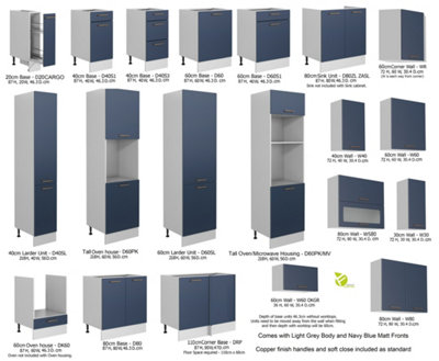 Tall Oven Housing Unit Kitchen Single 600mm Cabinet Carcass Navy Dark ...
