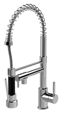 Tall Side Action Handle Kitchen Tap Rinser & Pan Filler - Chrome/Black ...