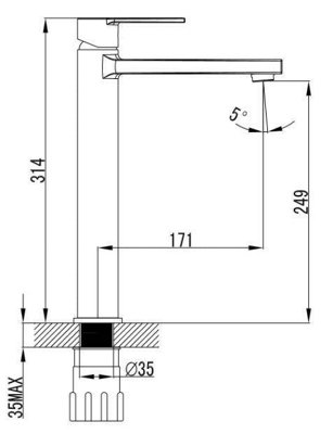 Tall Single Lever Basin Mixer Tap Chrome (Brenz 7)