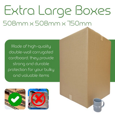 Tall Strong Double Wall Extra Large Cardboard Box 20" x 20" x 30 ...