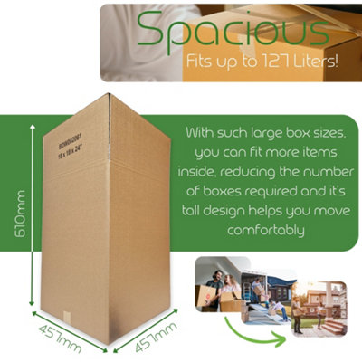 Tall Strong Double Wall Extra Large Cardboard Boxes 18" x 18" x 24 ...