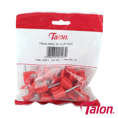 Talon - Nail In Pipe Clip - Red - NCH15/20 (Size 15mm - 20 Pieces)