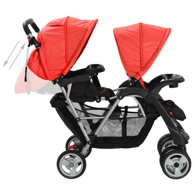 Tandem Stroller Steel Frame Red and Black