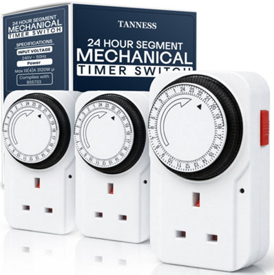 Tanness - 3 Pack Plug-In Timer Switch, 24 Hour Segment Timer Plug Socket for Home Security ...