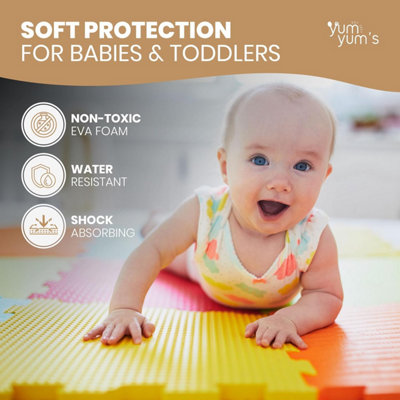 Tanness 9-Pack Multi-Colour Interlocking Foam Play Mats - 29cm x 29cm EVA Tiles for Kids' Play Areas