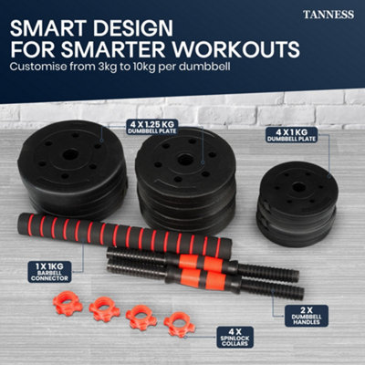 Tanness Adjustable Dumbbells Set -10 kg, 2 in 1 Weight Lifting Training ...
