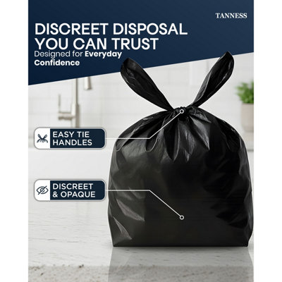 Tanness Adult Nappy Bags - 100 Pack, Extra-Thick Disposable Sacks with ...