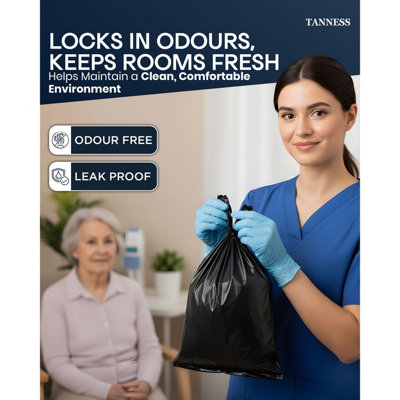 Tanness Adult Nappy Bags - 100 Pack, Extra-Thick Disposable Sacks with ...