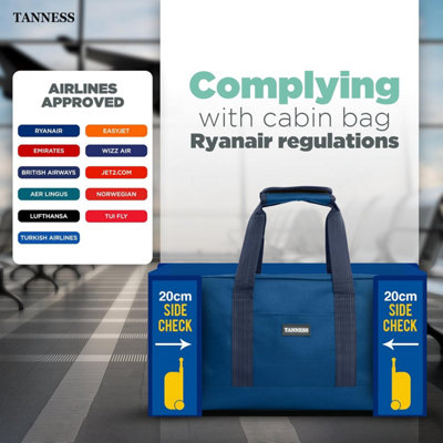 Tanness Cabin Bag - 40x20x25 cm, (Navy) - Under Seat Travel Luggage ...