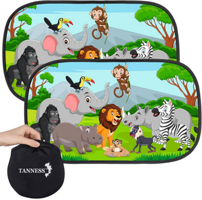 Tanness Car Sun Shade - 2-Pack (Zoo) - Window Shades for Baby - UV Rays ...
