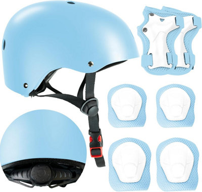 Tanness Kids Bike Helmet w/ Protective Pad Set 3-12 Years, (Light Blue ...
