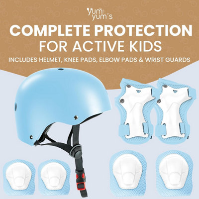 Tanness Kids Bike Helmet w/ Protective Pad Set 3-12 Years, (Light Blue ...