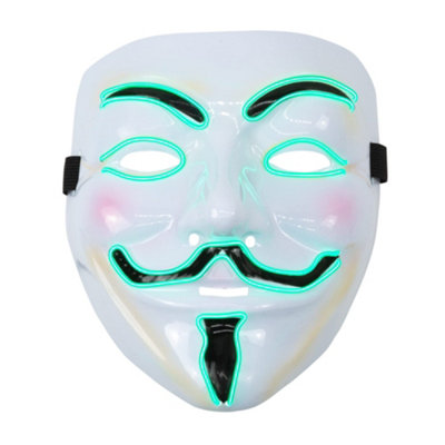 Tanness LED Face Mask Green - V for Vendetta Neon EL Wire Light Up Mask ...