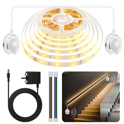 Taormey Motion Sensor LED Strip Under Bed Lights, 6 Meters Warm White ...
